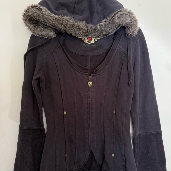 TWISTED HEART | Jackets & Coats | Twisted Heart Gray Utility Sweat Zip ...